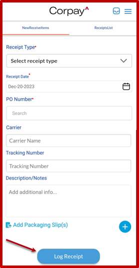 Receiving Items and Services – Corpay